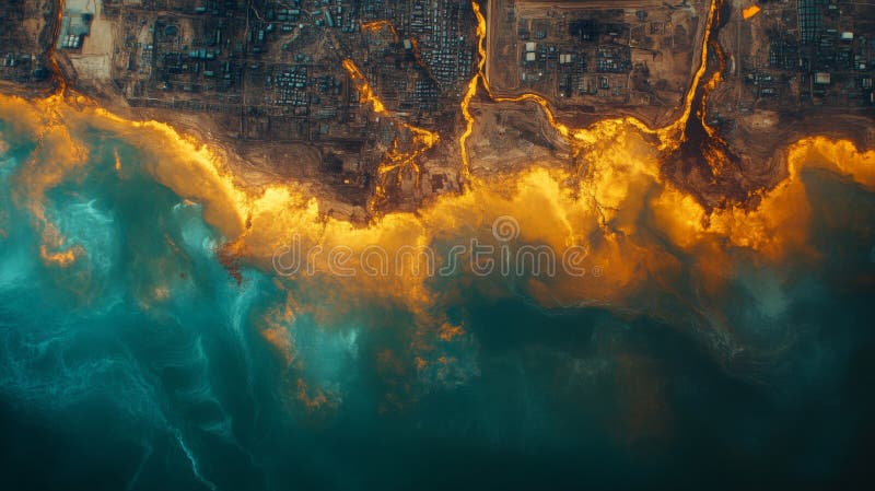 Satellite View of Coastal Area Showcasing Vibrant Geospatial Data and ...