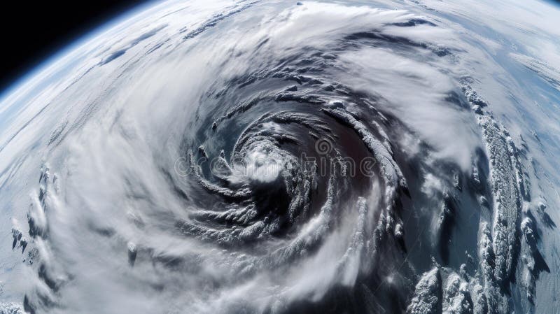 Satellite View of Cyclone Wide View of Earth Generative Ai Stock ...