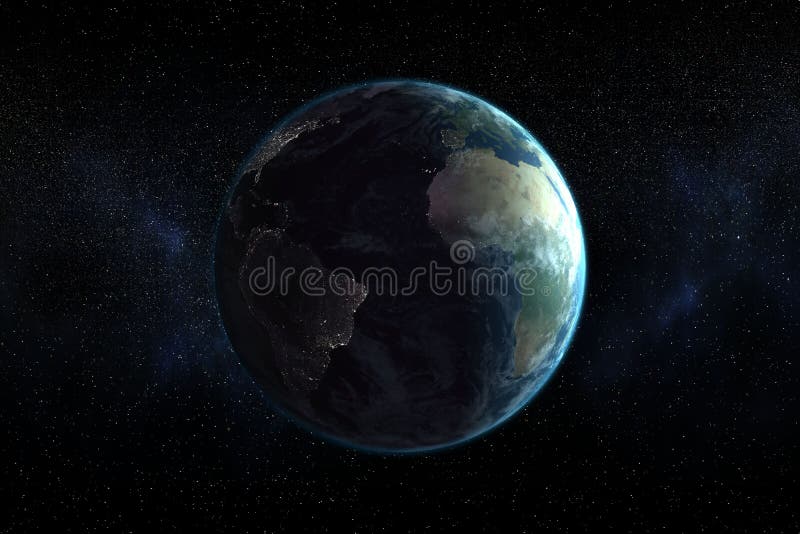 Satellite View of Earth with Pacific Ocean Stock Image - Image of ...