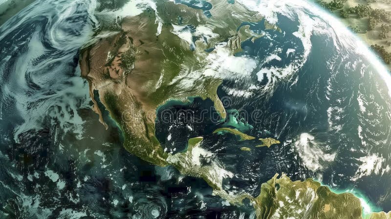 Satellite View of Earth Showing North and Central America Stock ...
