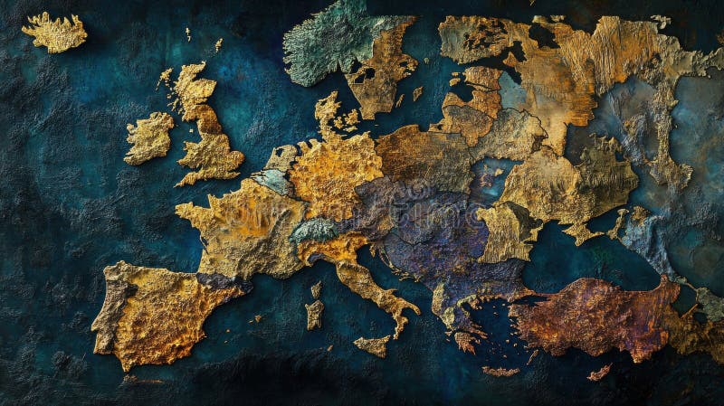 Satellite View of European Union Countries at Night Stock Illustration ...