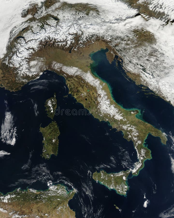 Satellite View of Italy from Space. Stock Photo - Image of science ...