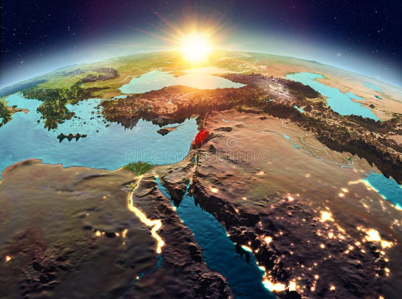 Lebanon from Space in Sunrise Stock Illustration - Illustration of ...