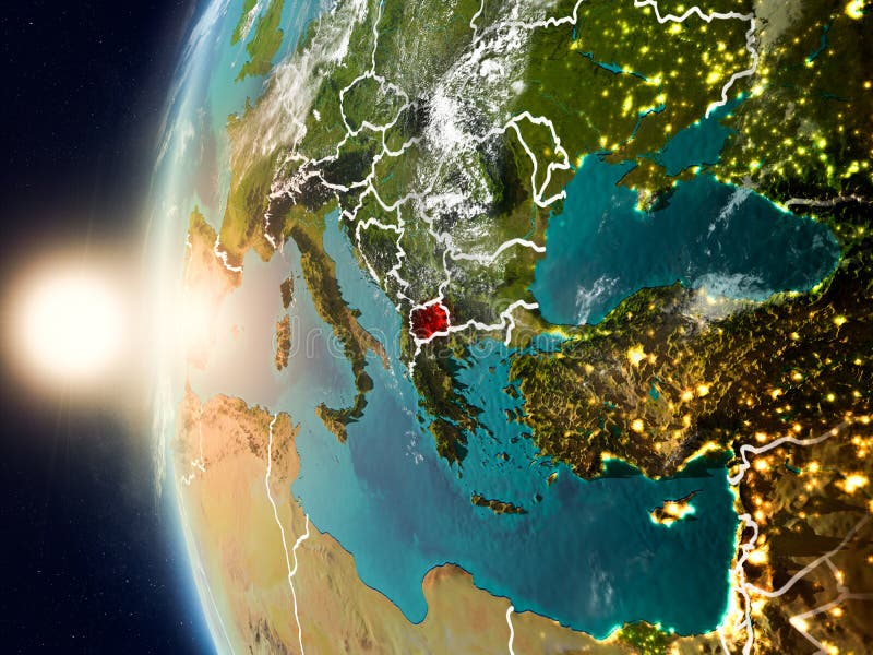 Macedonia during Sunset on Earth Stock Illustration - Illustration of ...