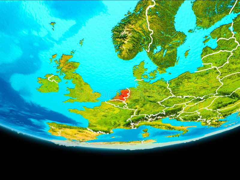 Satellite View of Netherlands Stock Illustration - Illustration of ...