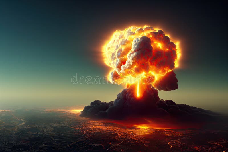Nuclear Explosion by Drone View Stock Illustration - Illustration of ...