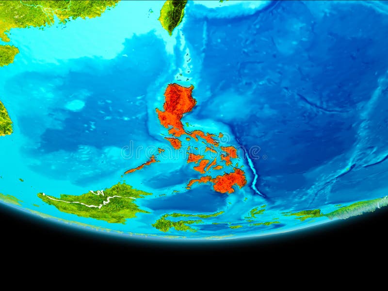 Satellite View of Philippines Stock Illustration - Illustration of ...