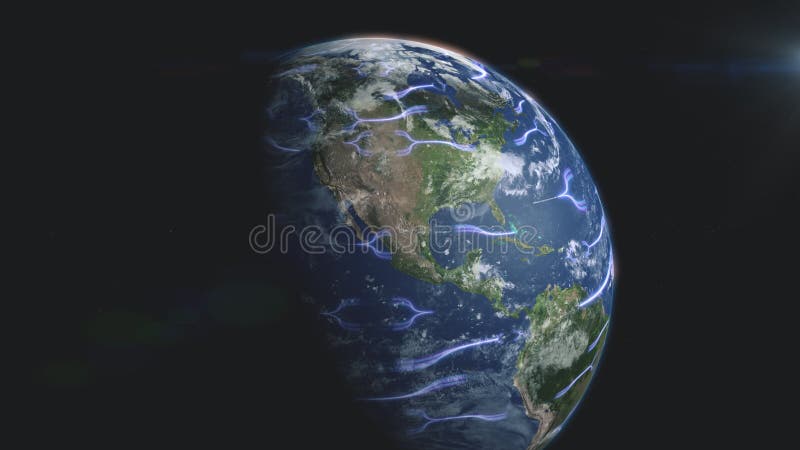 Satellite View of Planet Earth with Schematic Image of Digital ...