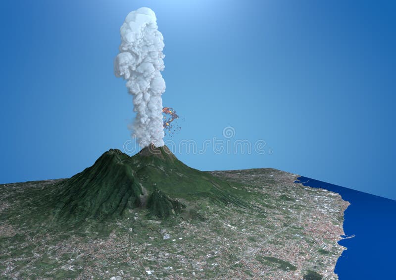 Satellitenbild Der Vulkan Vesuv-Eruption Stock Abbildung - Illustration ...