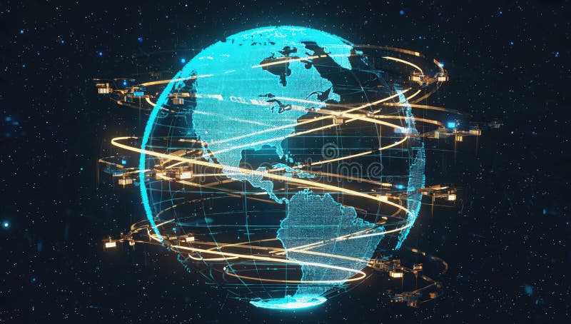 Satellites Orbiting Earth, Global Communication and Technology Stock ...