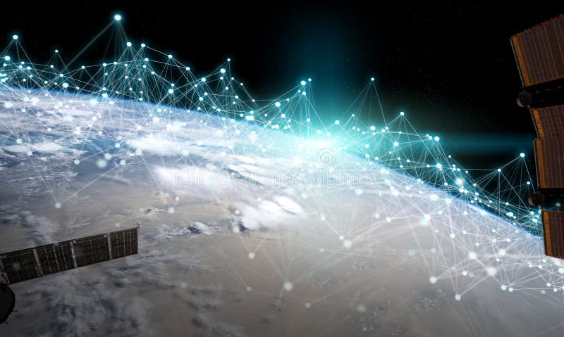 Satellites Sending Datas Exchanges and Connections System Over the ...