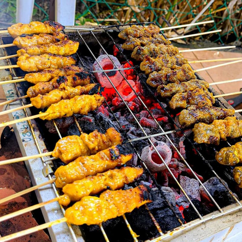 Satey grill food stock image. Image of marketplace, market - 186635423