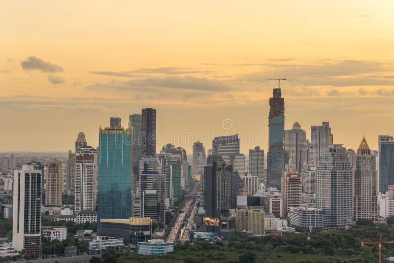 Sathon Building in the Evening Sunset Stock Photo - Image of canal ...