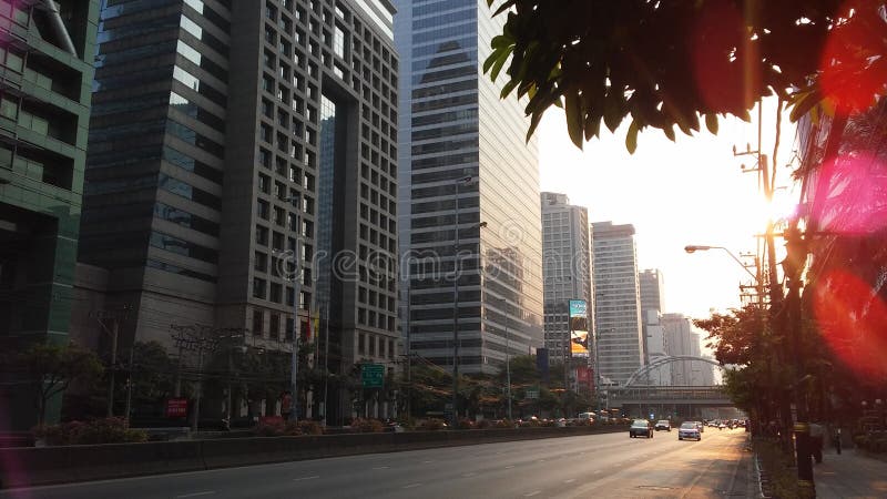 Sathon Tai Road during Sunset in Bangkok, Thailand. Editorial Image ...