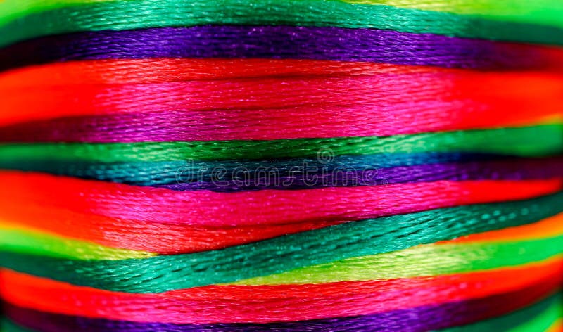 Satin Cotton Rope Rainbow Colors Stock Image - Image of craft ...