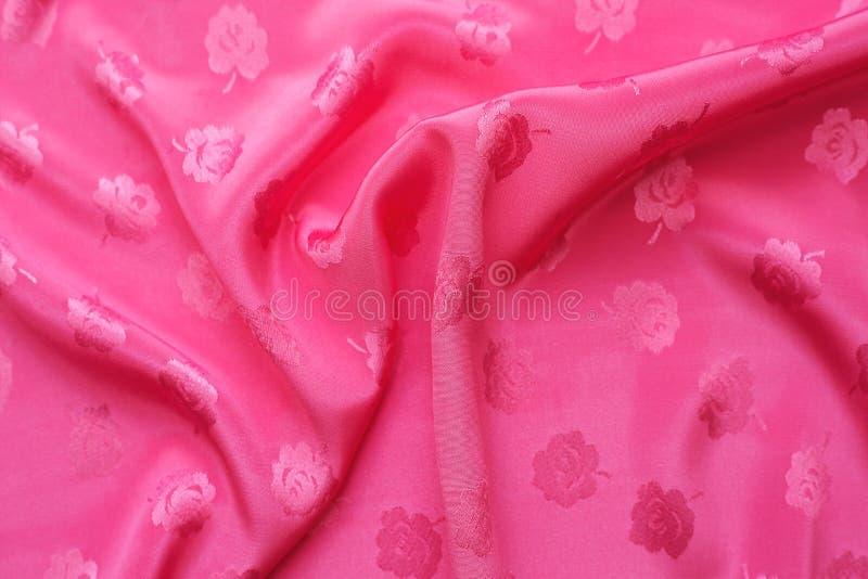 Satin Fabric Bright Pink Color is Waves Stock Image - Image of fashion ...