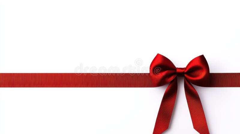 Satin Red Bow Ribbon Festive Decoration on Crisp White Background Stock ...