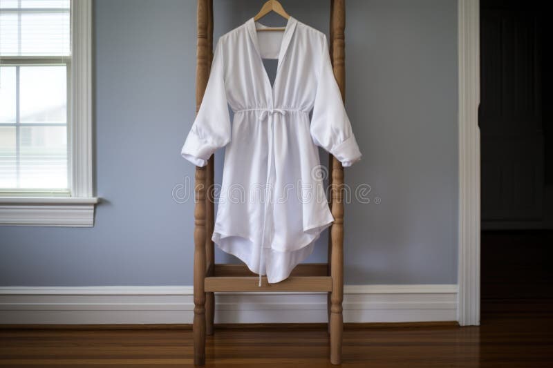 Satin Robe Hung on the Back of a Bedpost Stock Image - Image of ...