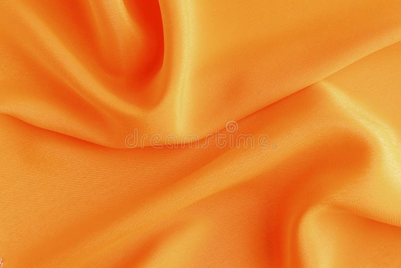 Satin Silk Fabric Orange Color for the Background. Crumpled Wavy Silk ...
