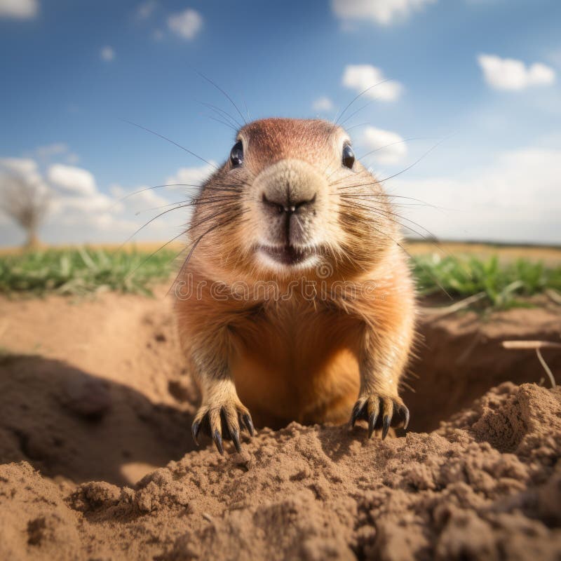 Satirical Commentary: Ground Squirrel Digging Up Soil with Strong ...