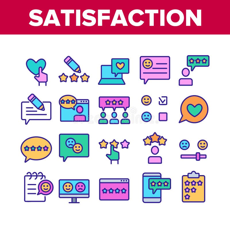 Satisfaction Feedback Collection Icons Set Vector Stock Vector ...