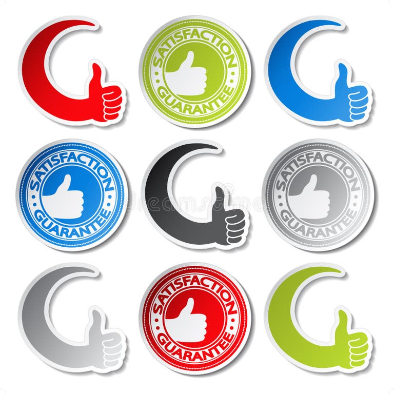 Satisfaction Guarantee Stickers - Gesture Hand Stock Vector ...