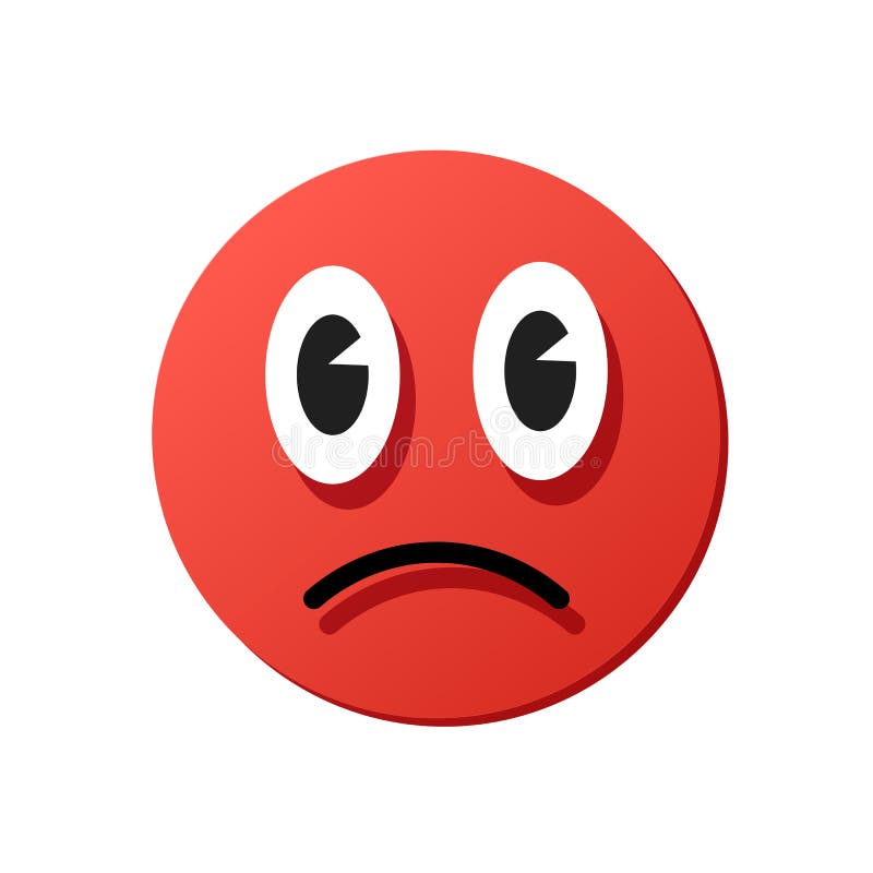 Satisfaction Level Icon, Red Rounded 3d Smile Face Vector Button or ...