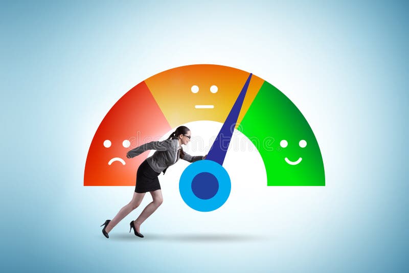 Satisfaction Meter in Customer Opinion Concept Stock Illustration ...