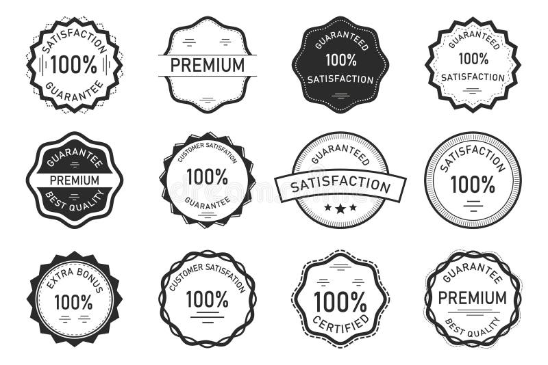Satisfaction and Premium Badges Collection. Set of Guaranteed, Premium ...