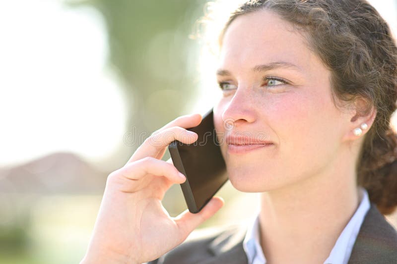 Satisfied Executive Talking on Phone Outdoor Stock Image - Image of ...