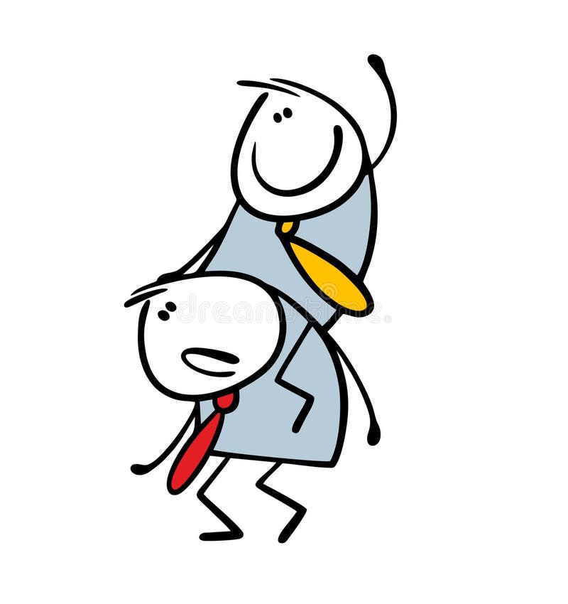 Satisfied Exploiter in Business Sits on the Back of a Subordinate and ...