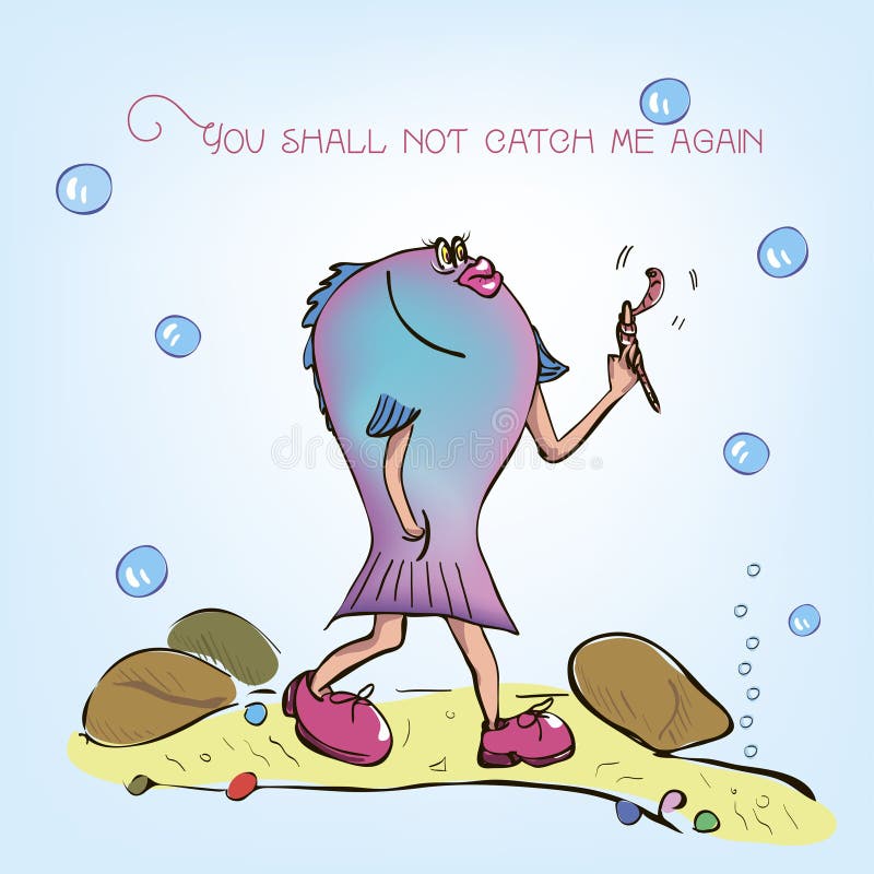 3d Scared Worm On A Fishing Hook Stock Illustration - Illustration of ...