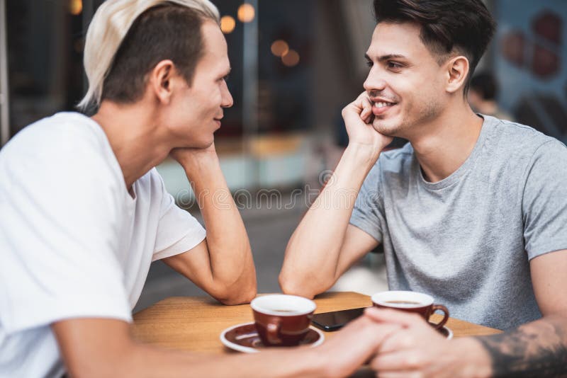 Satisfied Guy Speaking with Comrade at Desk Stock Image - Image of ...