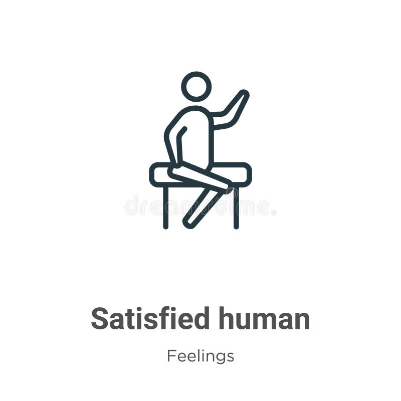 Satisfied Human Outline Vector Icon. Thin Line Black Satisfied Human ...