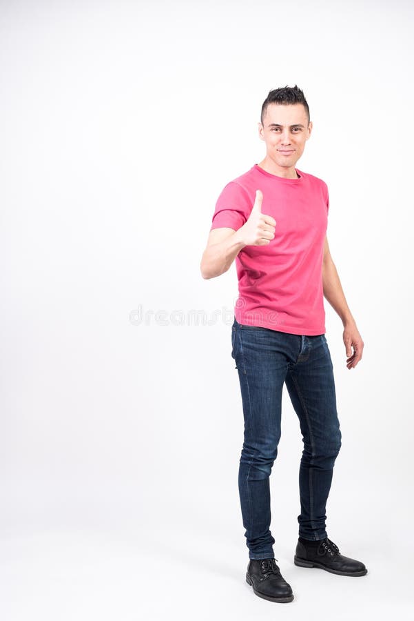 Satisfied man stock photo. Image of casual, tshirt, background - 178683970
