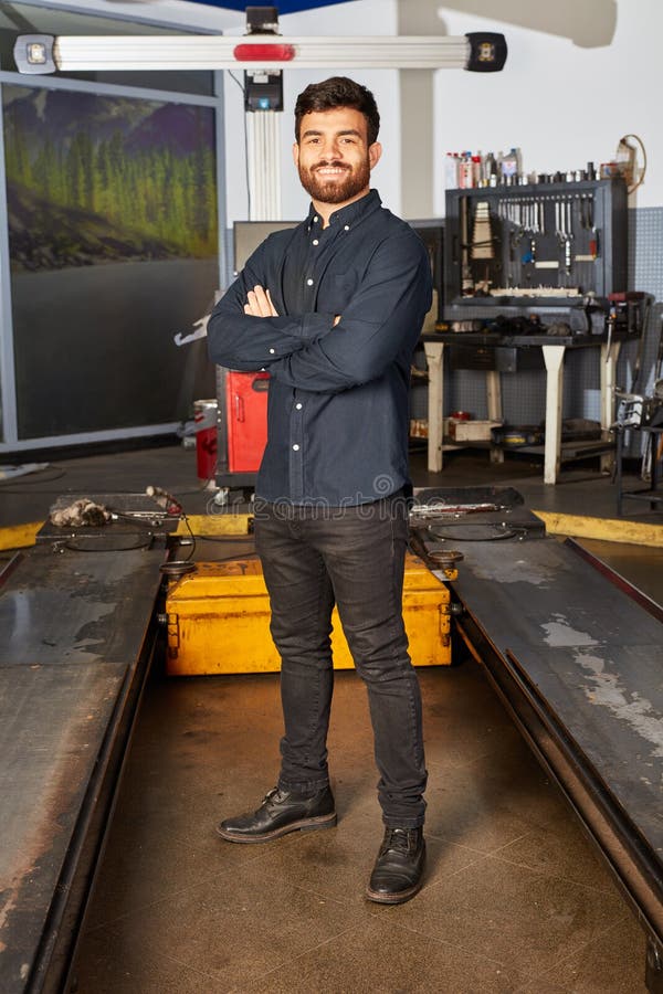 Satisfied Mechatronics Engineer in the Car Workshop Stock Photo - Image ...