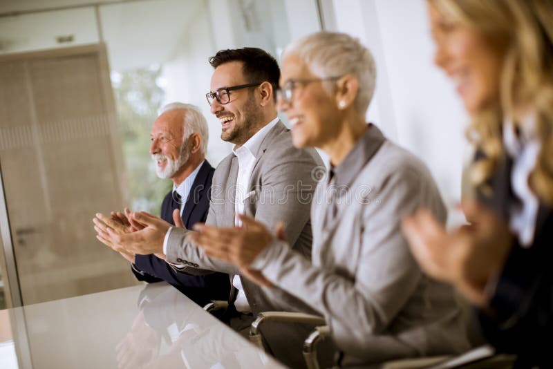 Satisfied Proud Business Team Clapping Hands Stock Image - Image of ...