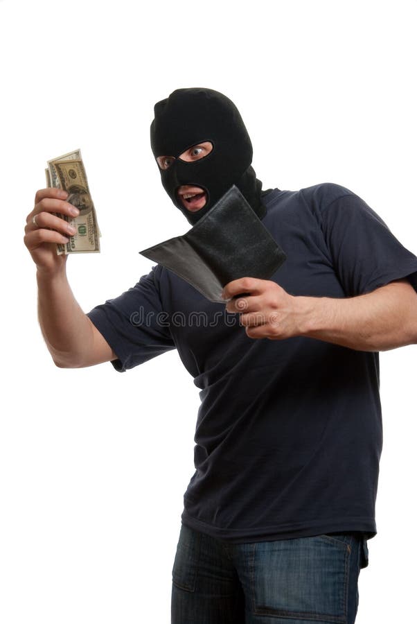 Robber in a Mask Carries Bag with Money Stock Image - Image of burglary ...