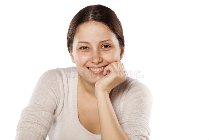 Satisfied and smiling stock image. Image of head, teeth - 60886177
