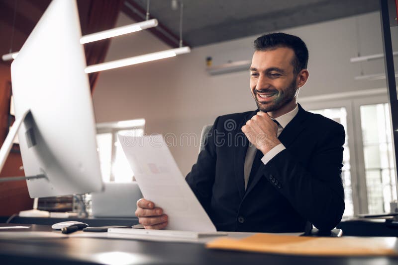 Satisfied Boss Setting Up Working Meeting Stock Photo - Image of ...