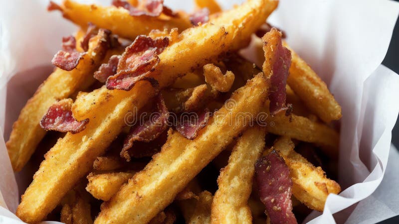 Satisfy Your Cravings with these Cheesy Bacon Fries.AI Generated Stock ... Satisfy Your Cravings with these Cheesy Bacon Fries.AI Generated Stock ...
