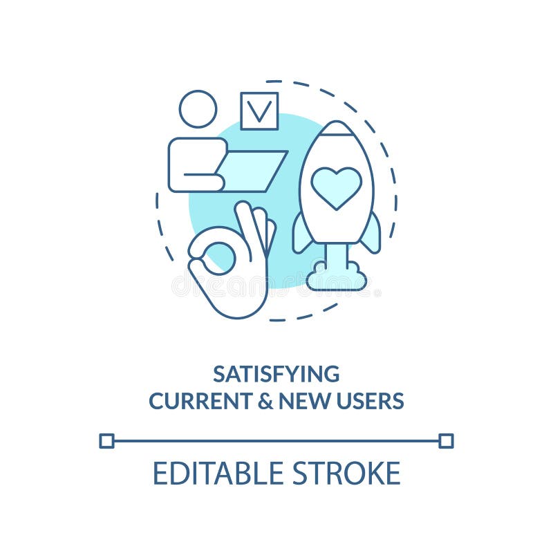 Satisfying Current and New Users Turquoise Concept Icon Stock Vector ...