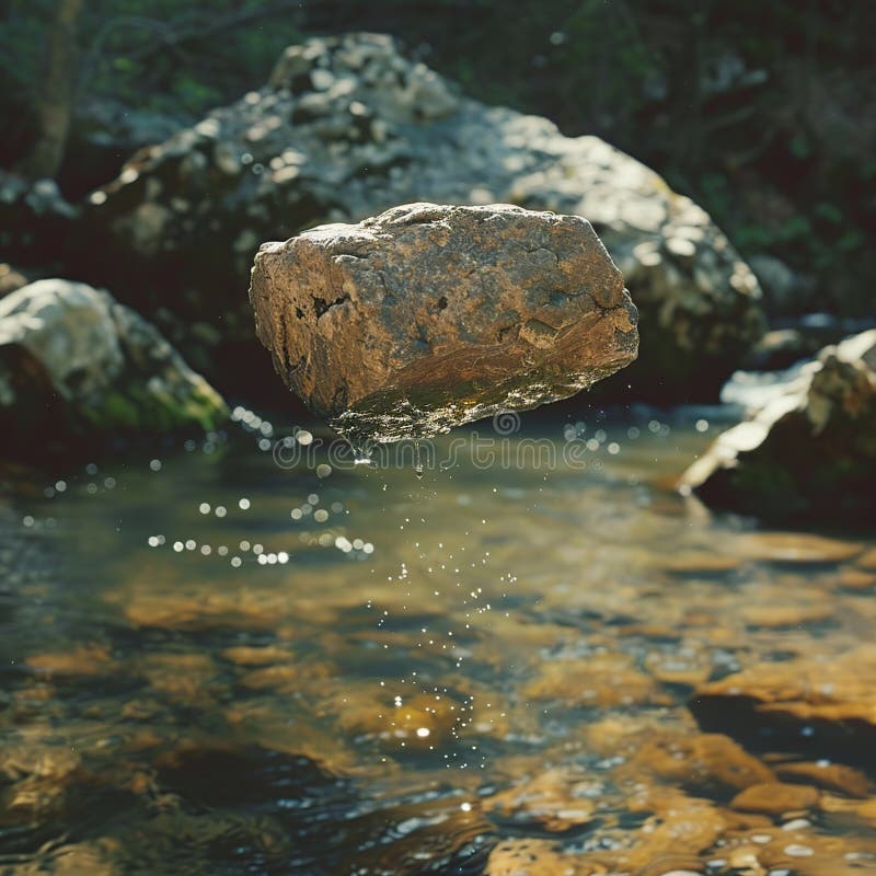 Satisfying Magic Rock Floating Above a Crystal Clear River with ...