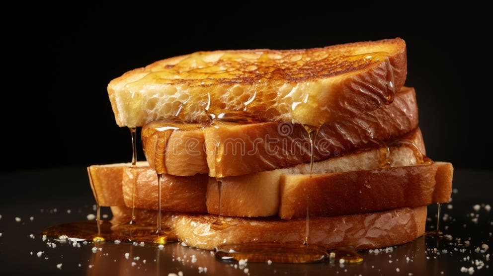 Satisfying Stack of Crispy Toast with Melted Butter Stock Illustration ...