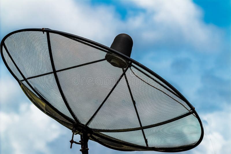 Black Satellite Communication Disk Stock Image - Image of network ...