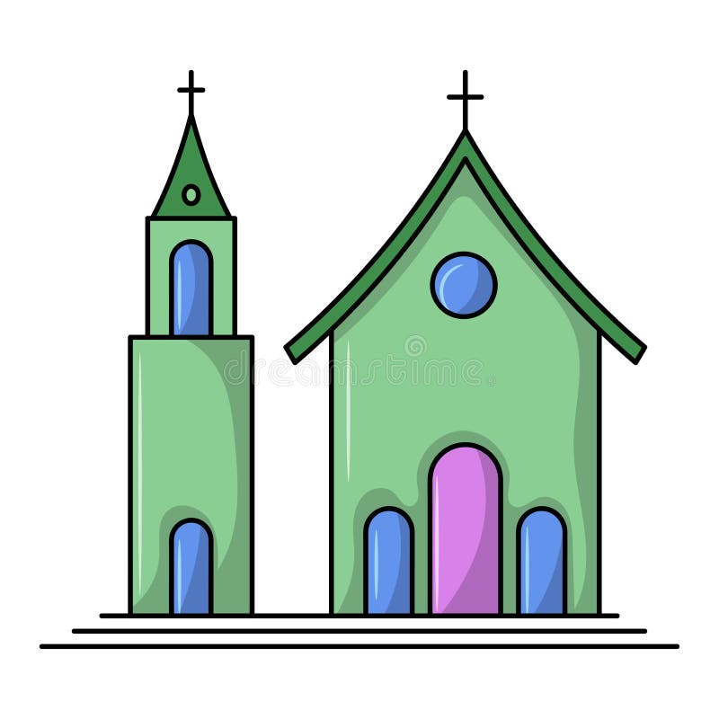 Simple Church Colored Vector Illustration Stock Vector - Illustration ...