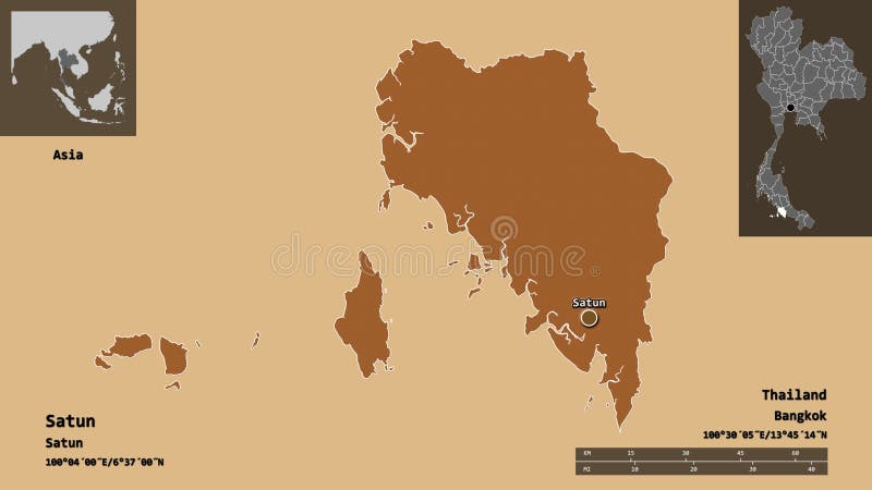 3d Map of Satun is a Province of Thailand Stock Illustration ...