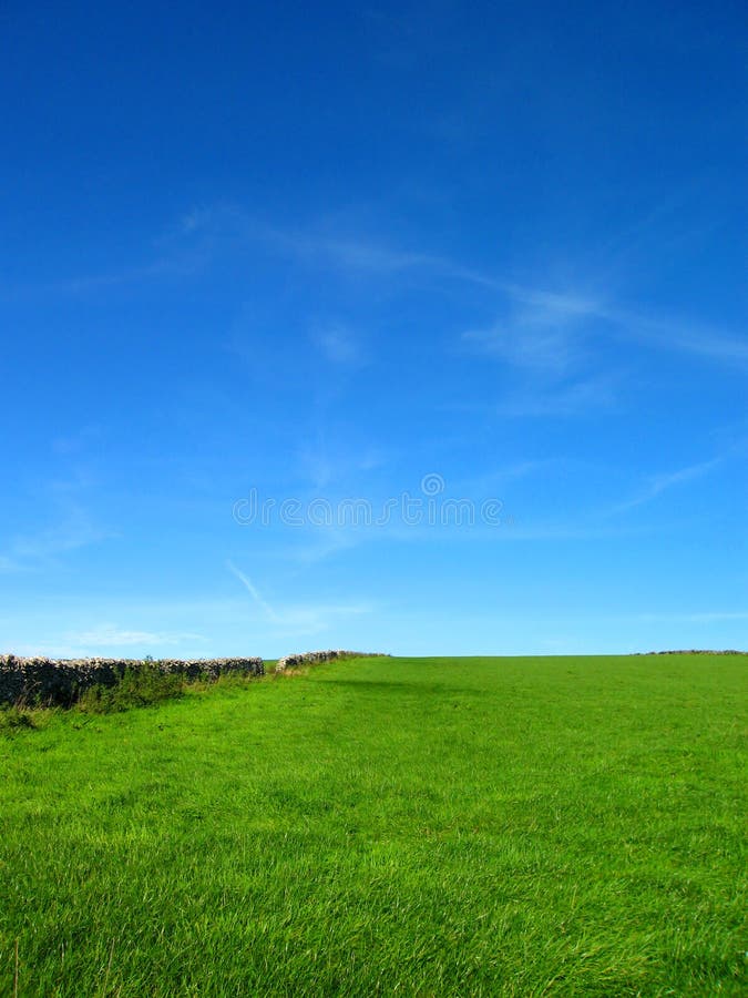 Saturated Blue Sky and Green Field Stock Image - Image of outdoors ...