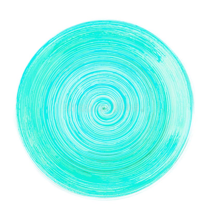 Saturated Cyan Color Round Ceramic Plate with Spiral Pattern, Isolated ...