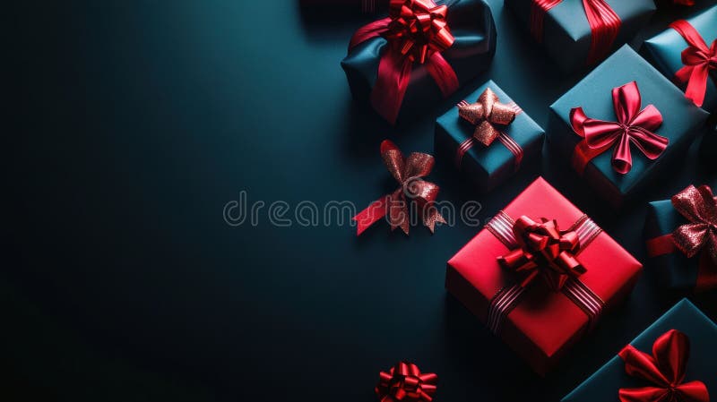 Saturated Gift Boxes Wrapped in Vibrant Colors and Adorned with ...